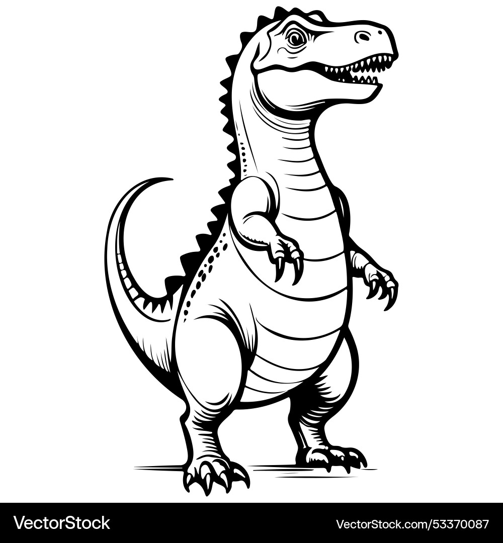 Line dinosaur drawing realistic hand Royalty Free Vector