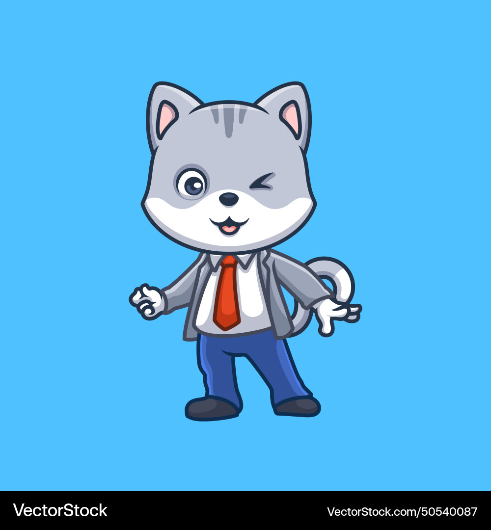 Manager grey cat cute cartoon Royalty Free Vector Image