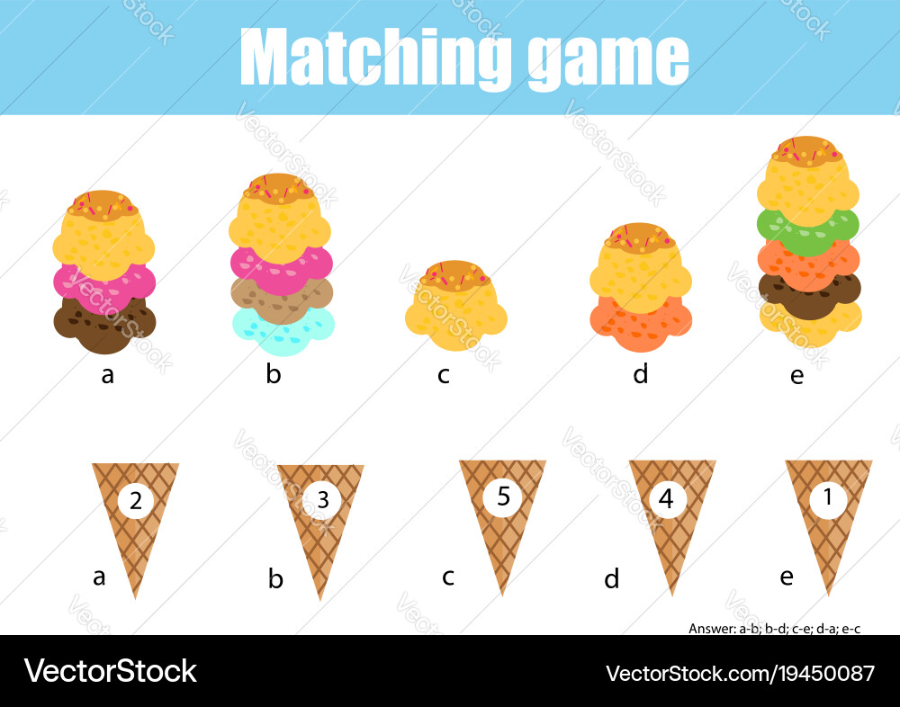 Math educational game for children matching Vector Image