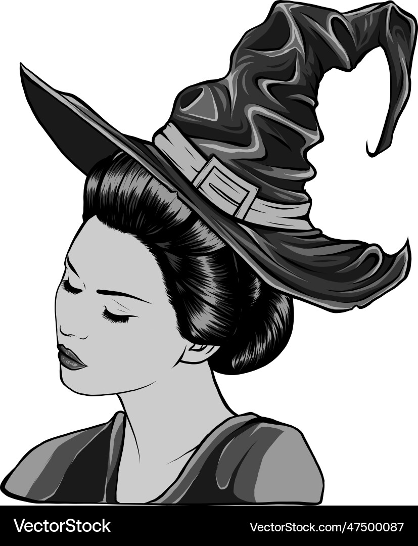 Monochromatic of beautiful witch Royalty Free Vector Image