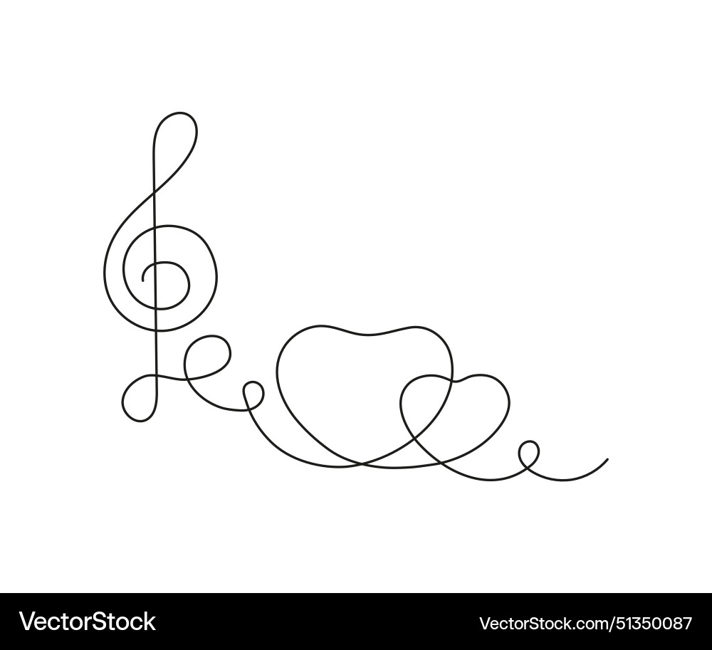 Music note in form heart and treble clef Vector Image
