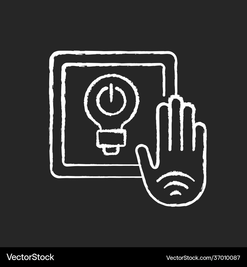 No touch light switch chalk white icon on black Vector Image