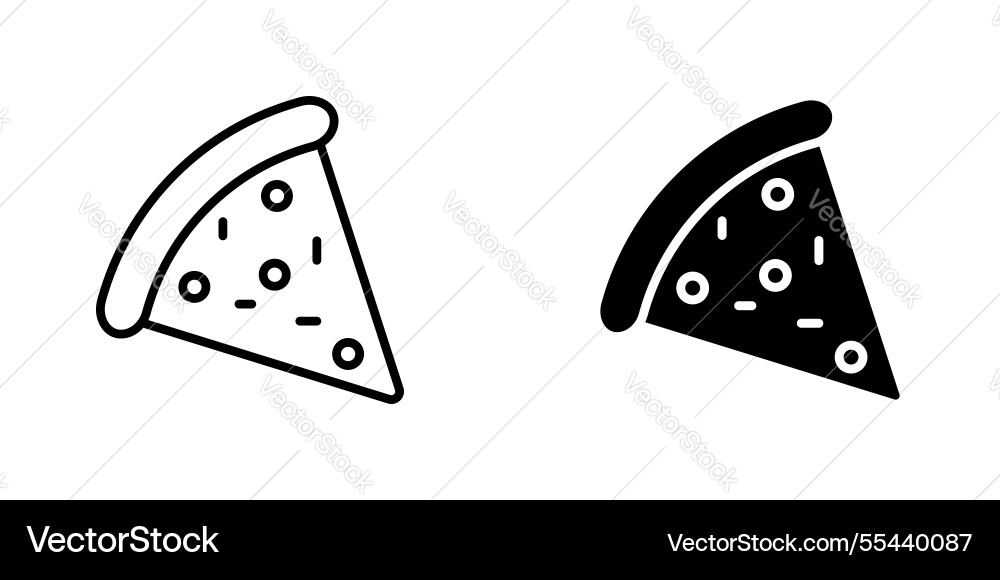 Pizza slice icons stroke line and black solid Vector Image