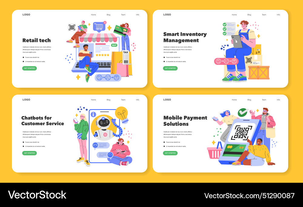 Retail tech flat Royalty Free Vector Image - VectorStock