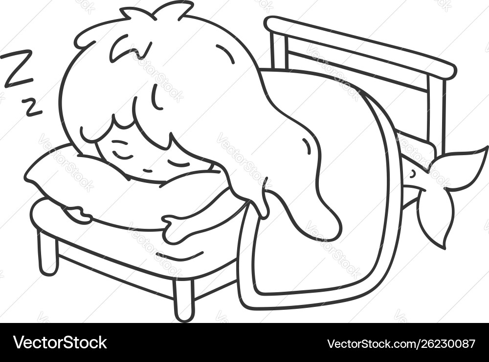 Sleeping mermaid hugging a pillow cute cartoon Vector Image