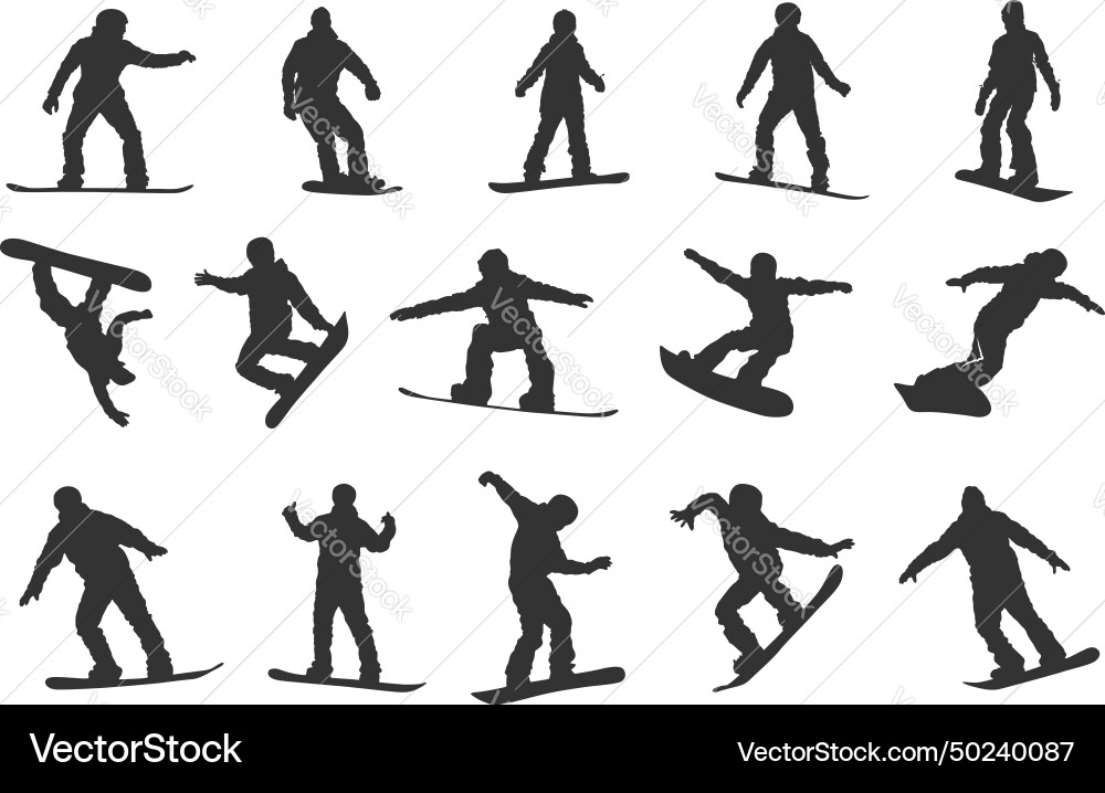 Snowboarding silhouette snowboarder silhouettes Vector Image