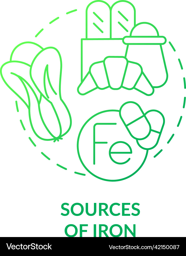 Sources of iron green gradient concept icon Vector Image
