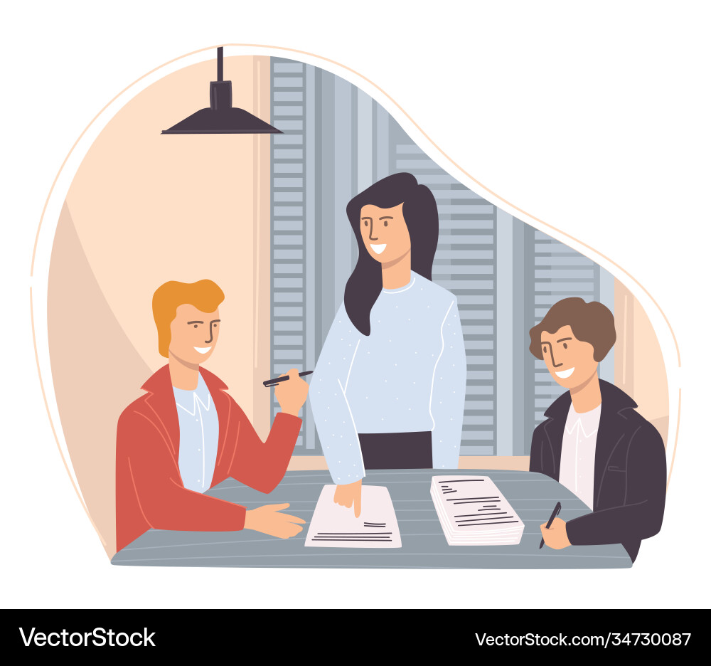 Team employees thinking on project development Vector Image