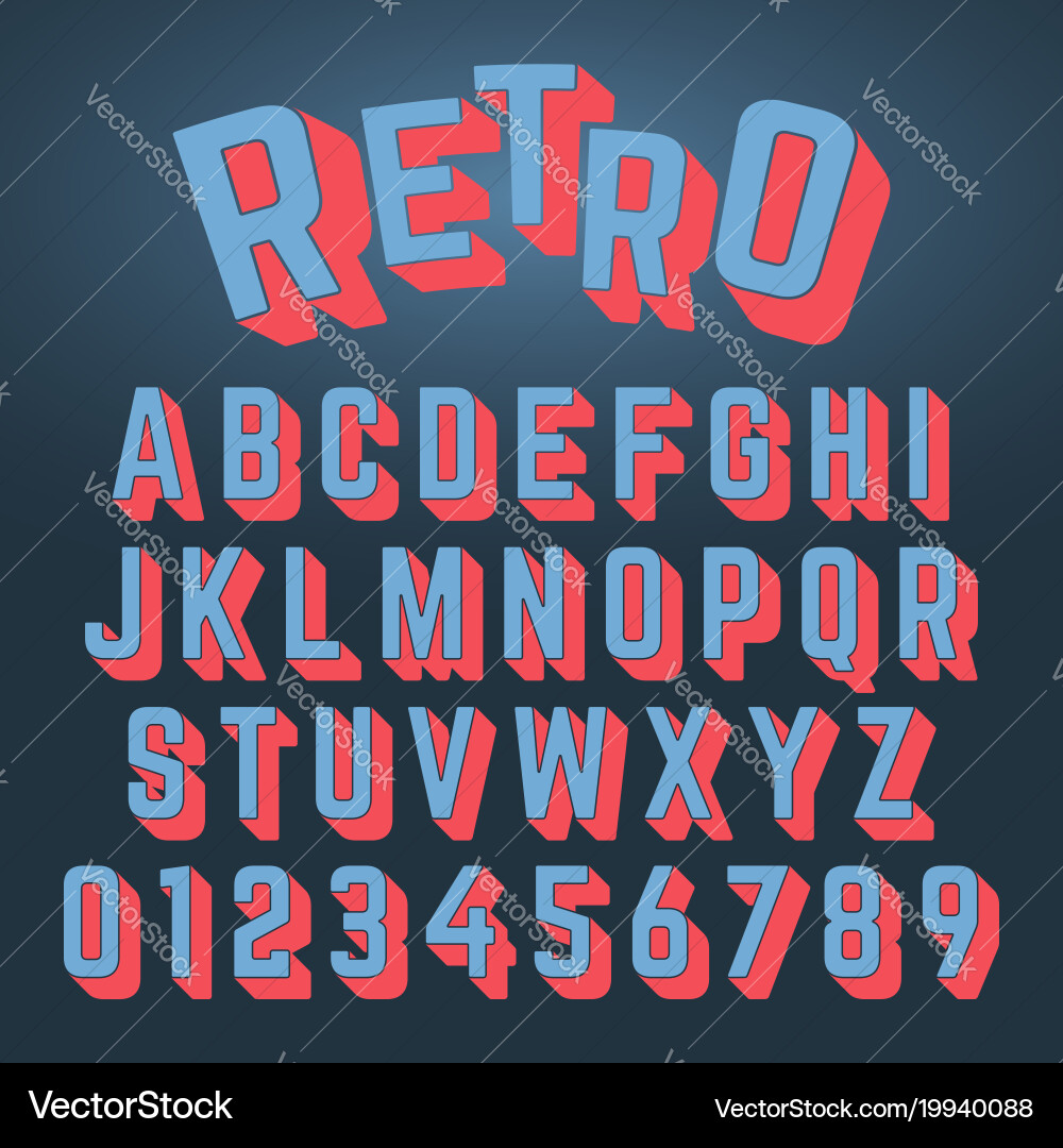 Alphabet font retro design Royalty Free Vector Image