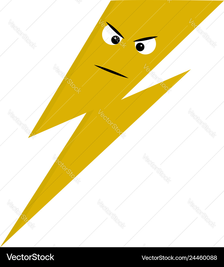 Angry yellow lightning on white background Vector Image