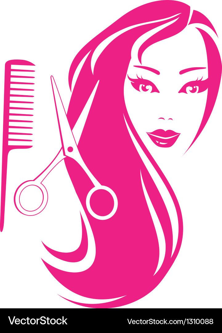 Beautiful girl with scissors and comb Royalty Free Vector