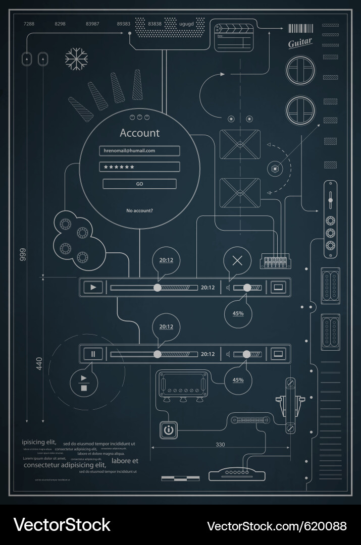 Blueprint infographics drawing a schematic Vector Image