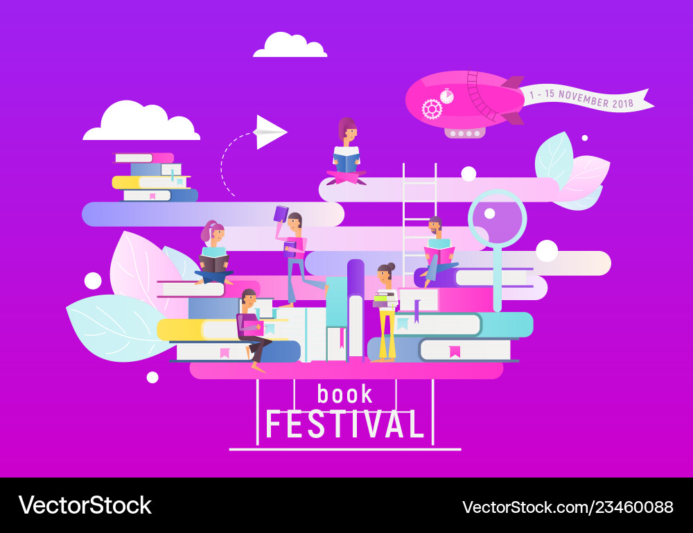 Book festival fair Royalty Free Vector Image - VectorStock