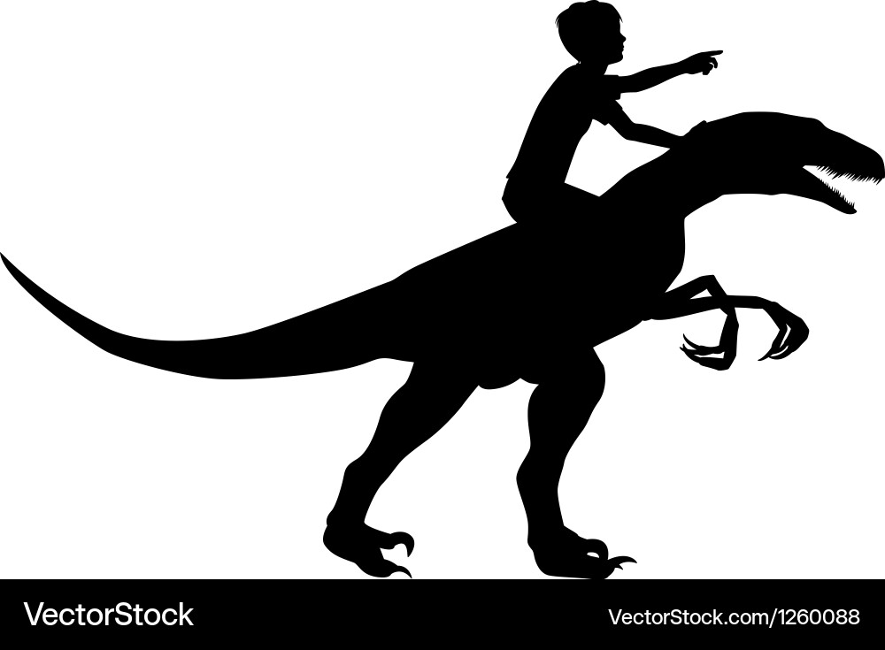 Boy riding raptor Royalty Free Vector Image - VectorStock