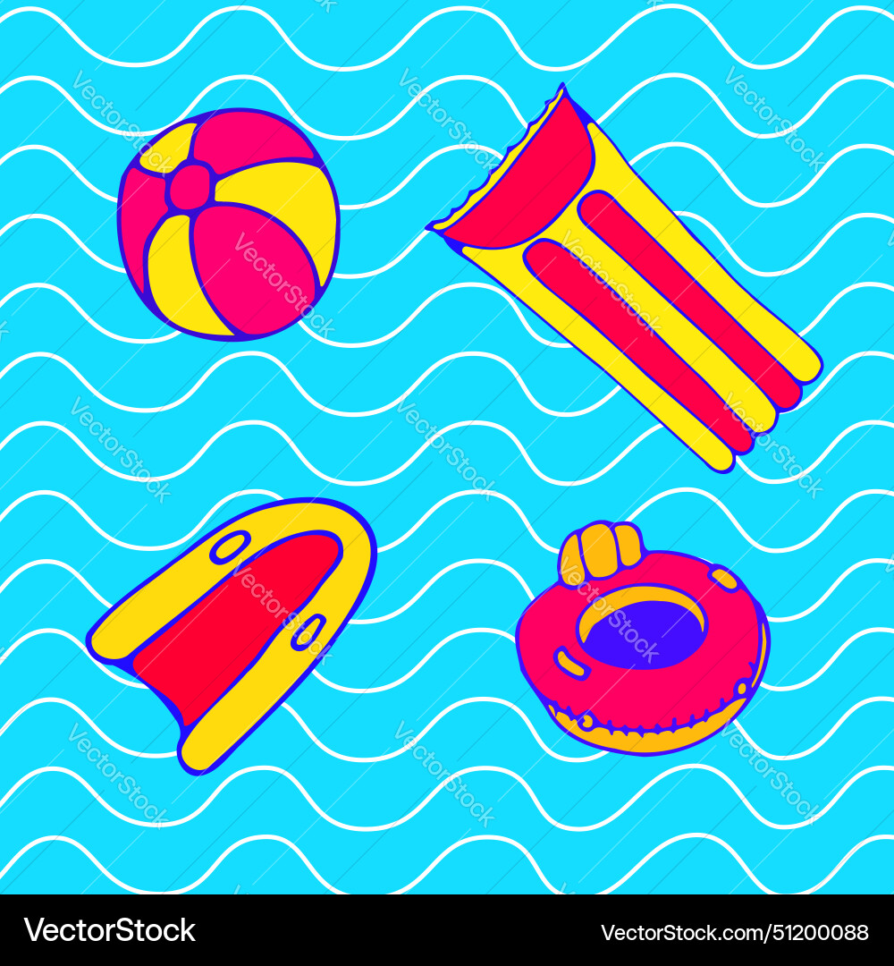 Cartoon summer elements for beach holidays Vector Image
