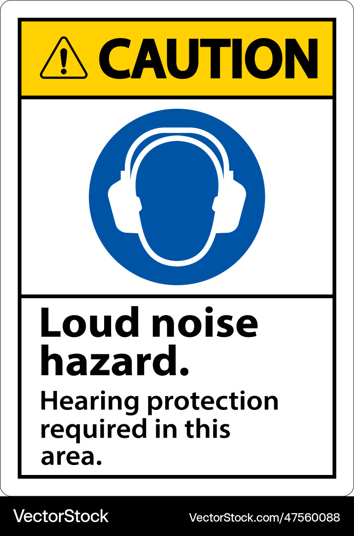 Caution hearing protection required sign on white Vector Image