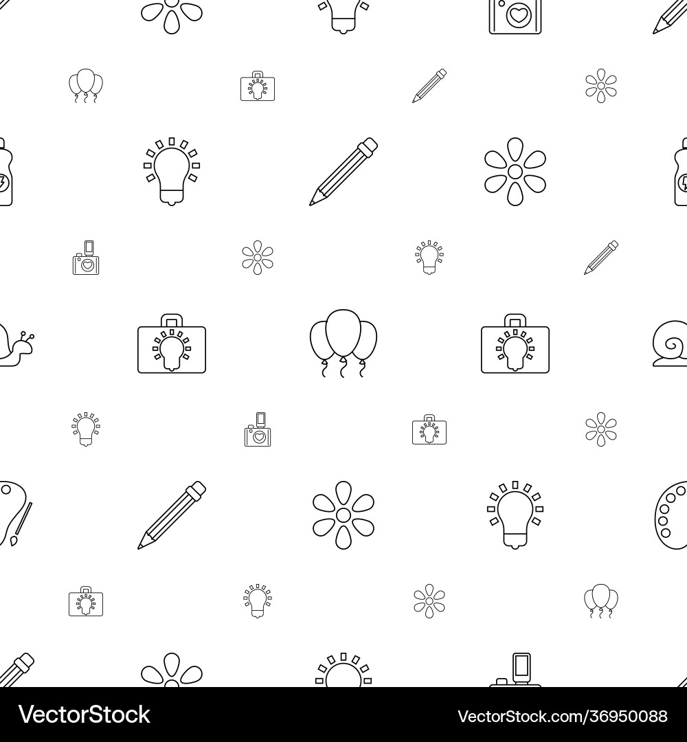 Creative icons pattern seamless white background Vector Image