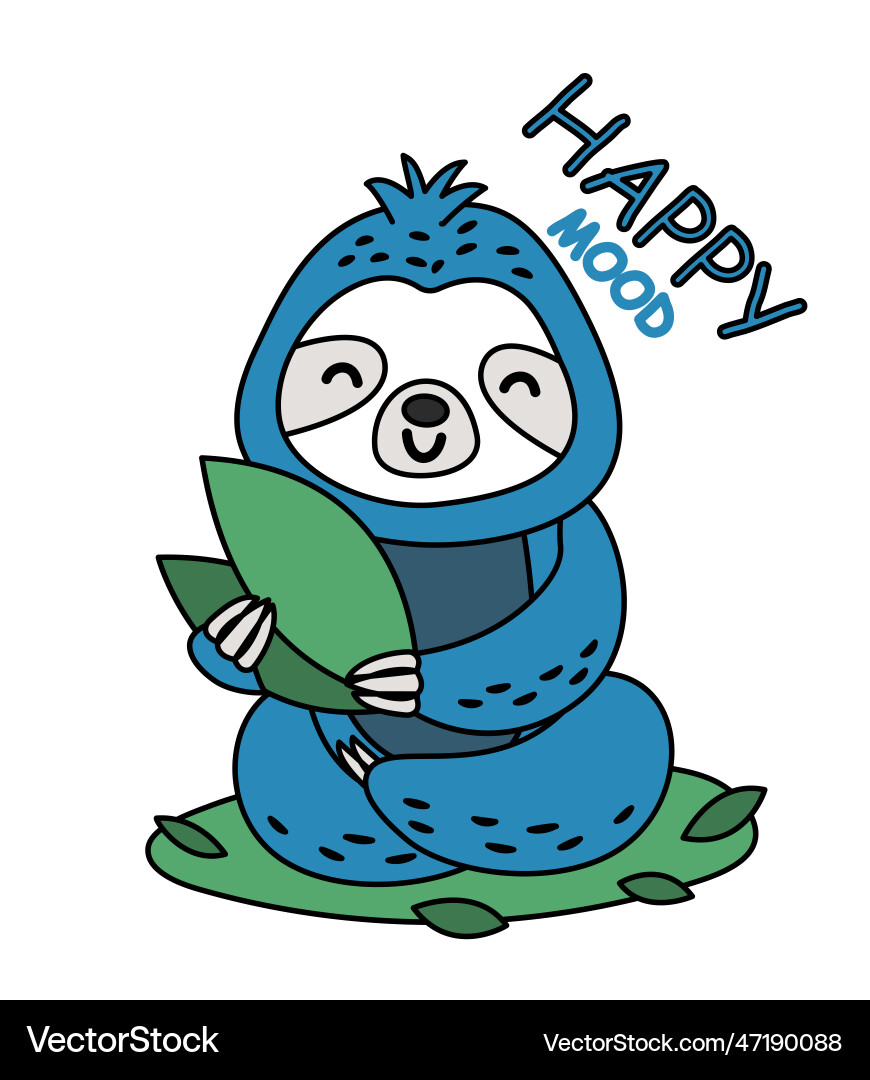 Cute blue sloth Royalty Free Vector Image - VectorStock