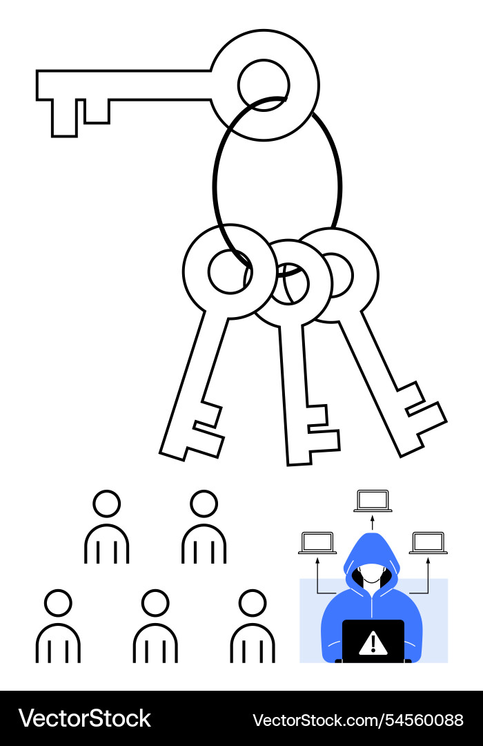 Cybersecurity concept with hacker figure Vector Image