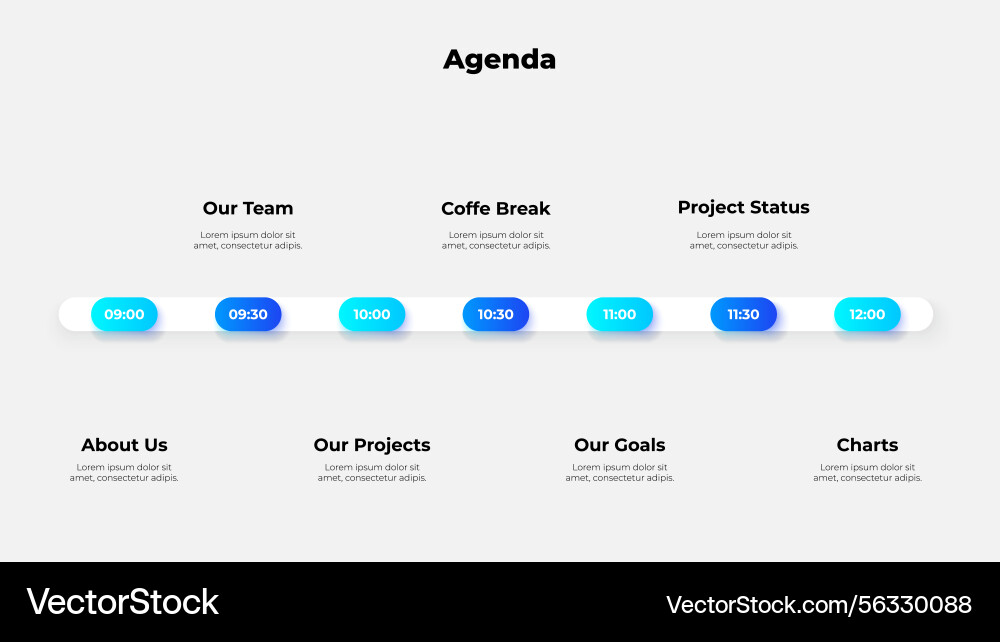 Detailed agenda timeline featuring a professional Vector Image