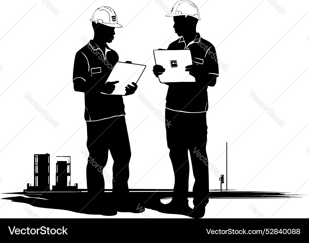 Engineering partners duo and blueprint logo Vector Image