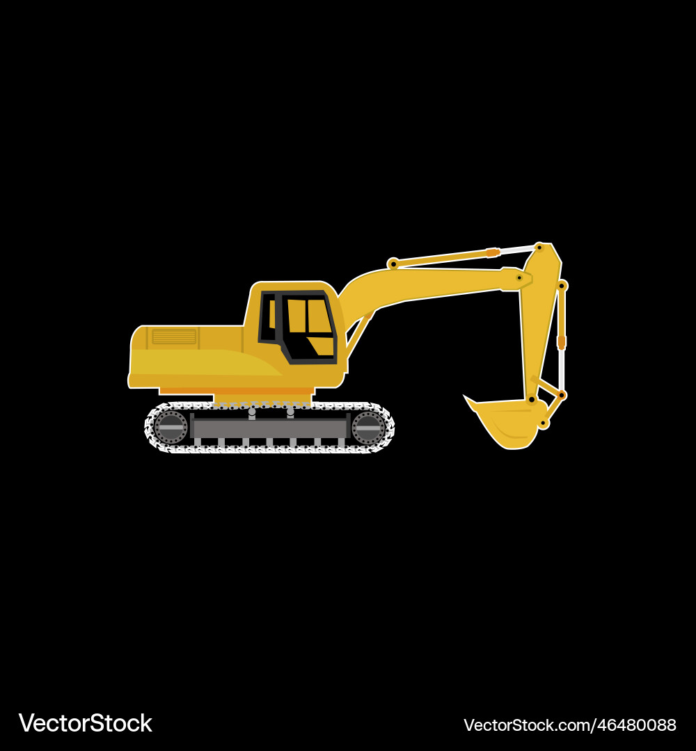 Excavator yellow Royalty Free Vector Image - VectorStock