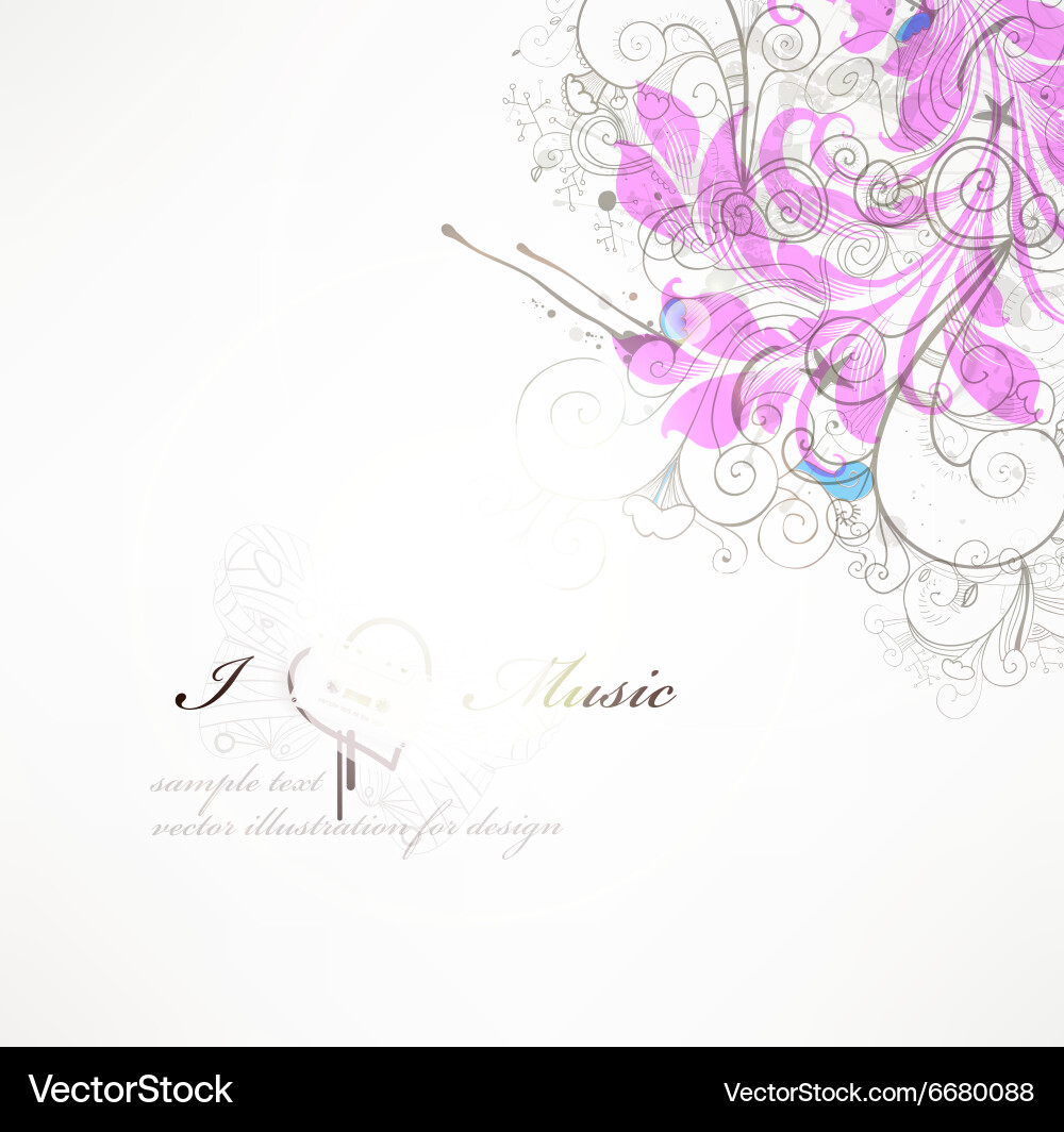 Floral Music Sketch Background Royalty Free Vector Image