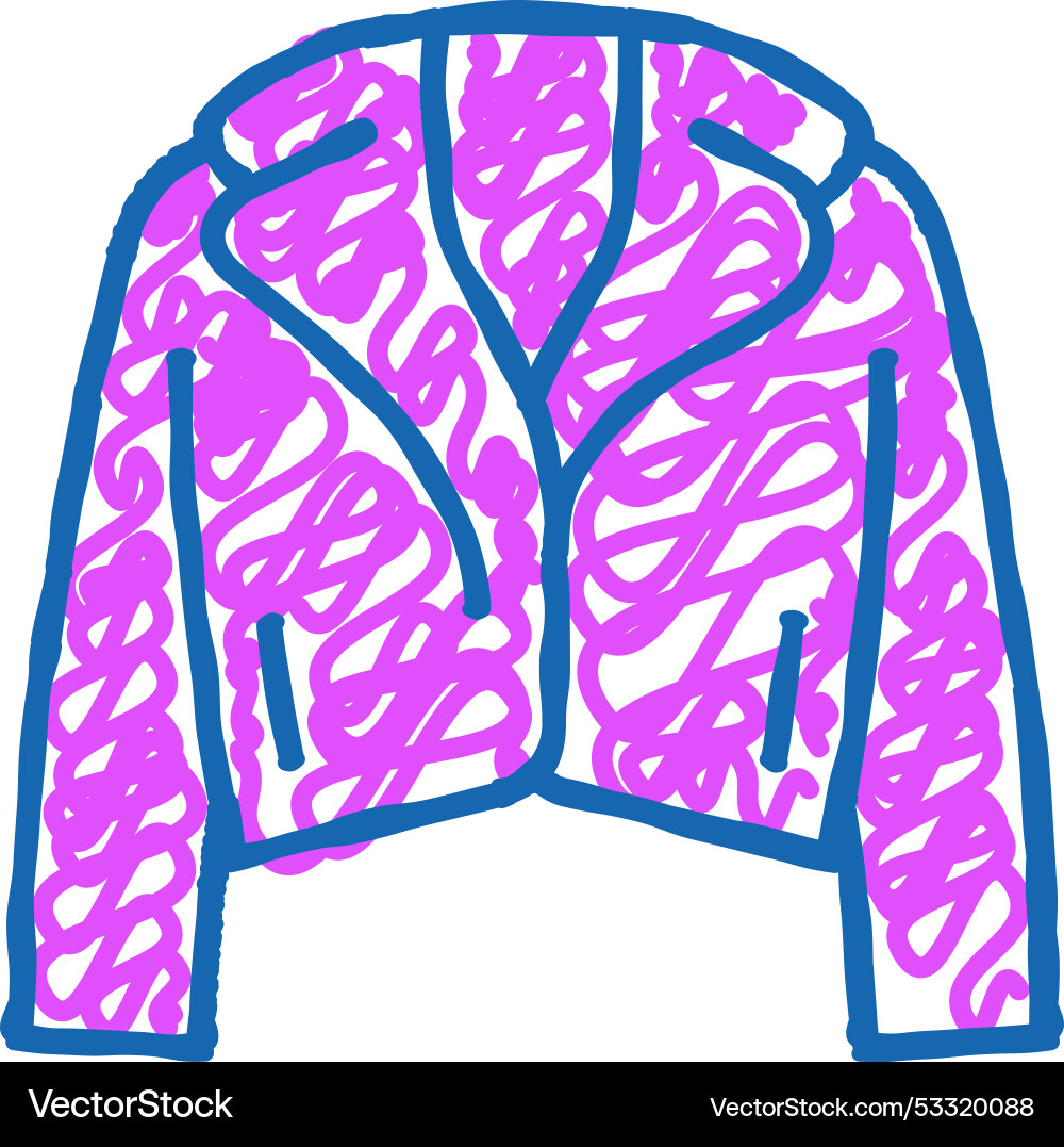 Fur jacket outerwear female icon doodle Royalty Free Vector