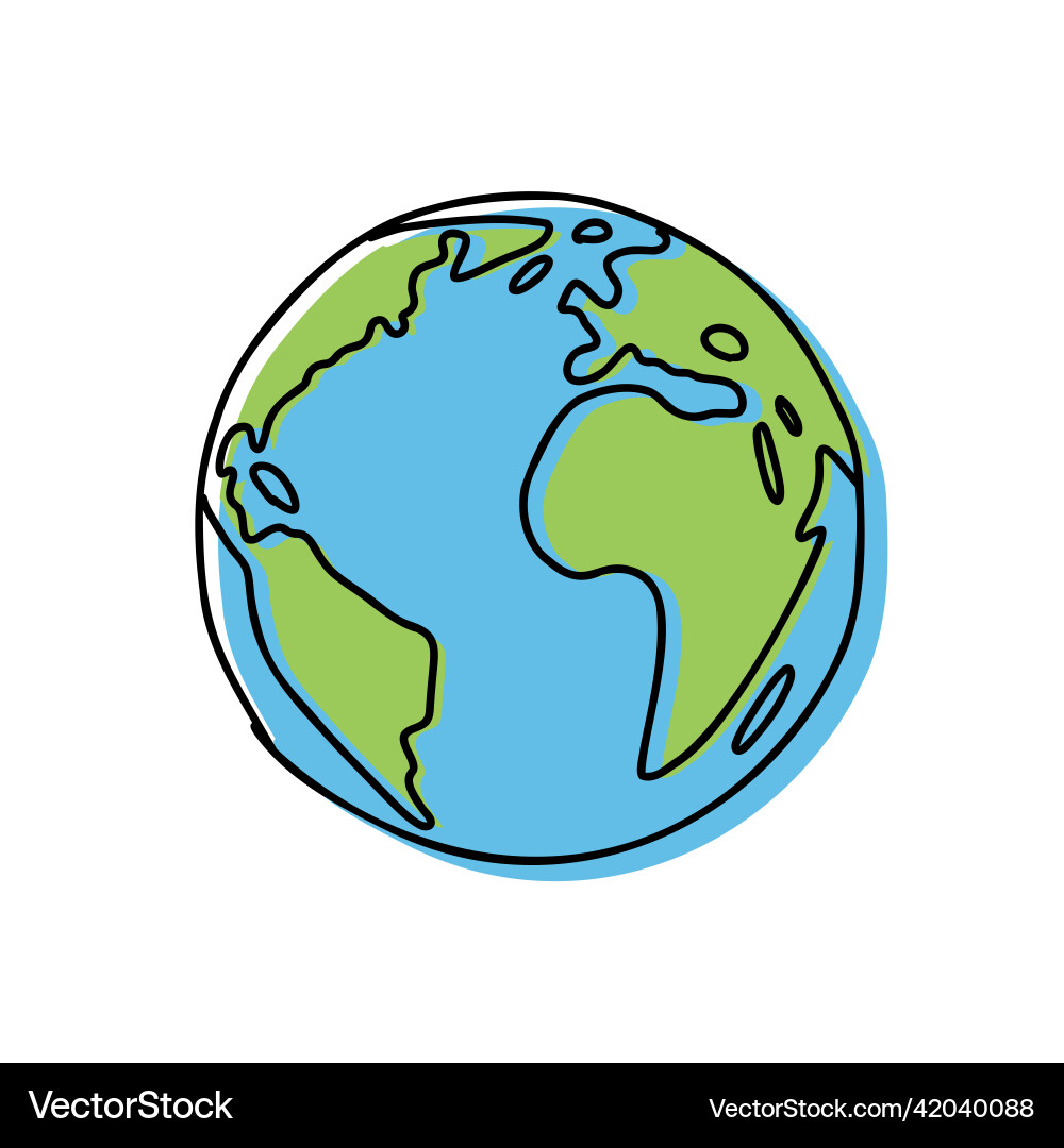 Hand drawn planet earth Royalty Free Vector Image