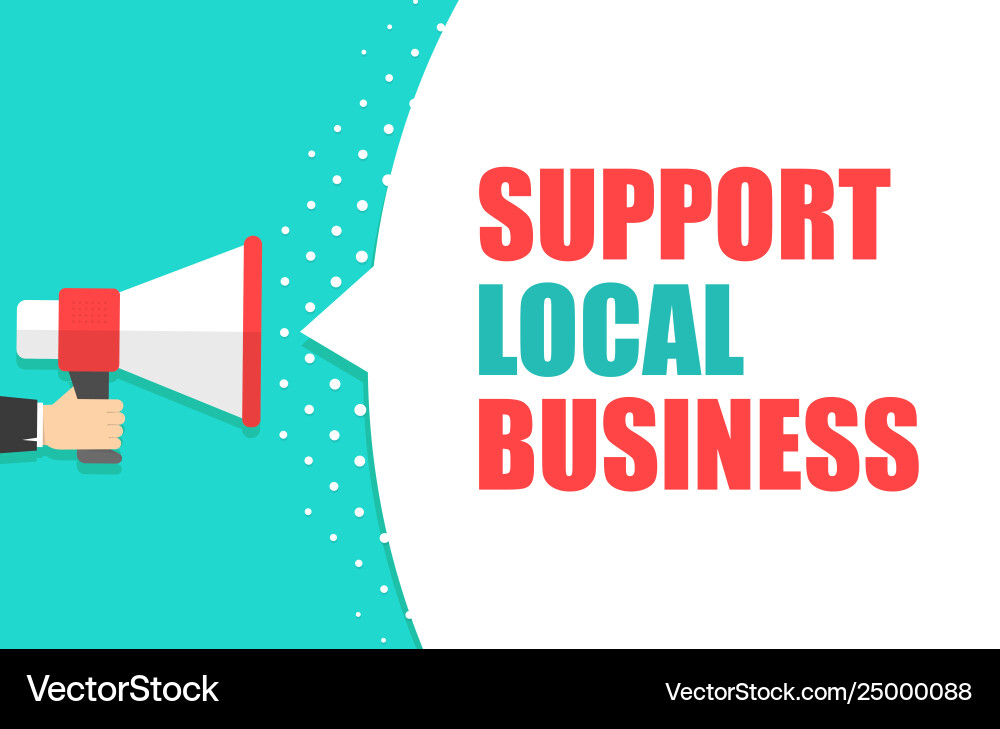 Male hand holding megaphone with support local Vector Image