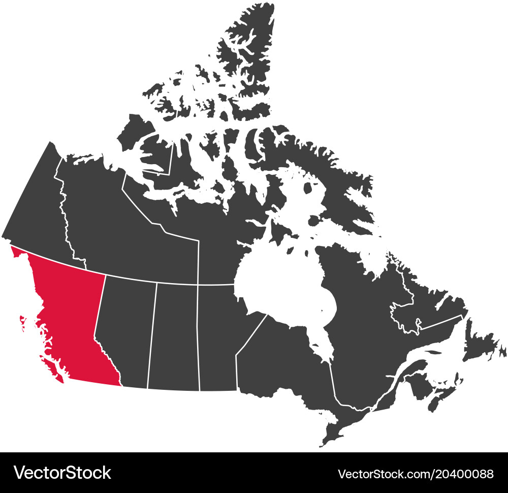 Map of canada - british columbia Royalty Free Vector Image