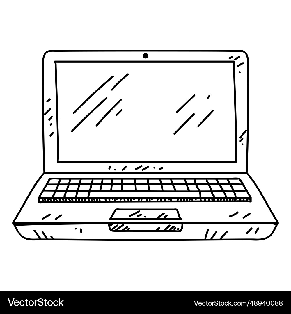Notebook screen camera sketch Royalty Free Vector Image