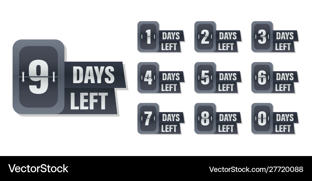 Number days left to go badges Royalty Free Vector Image