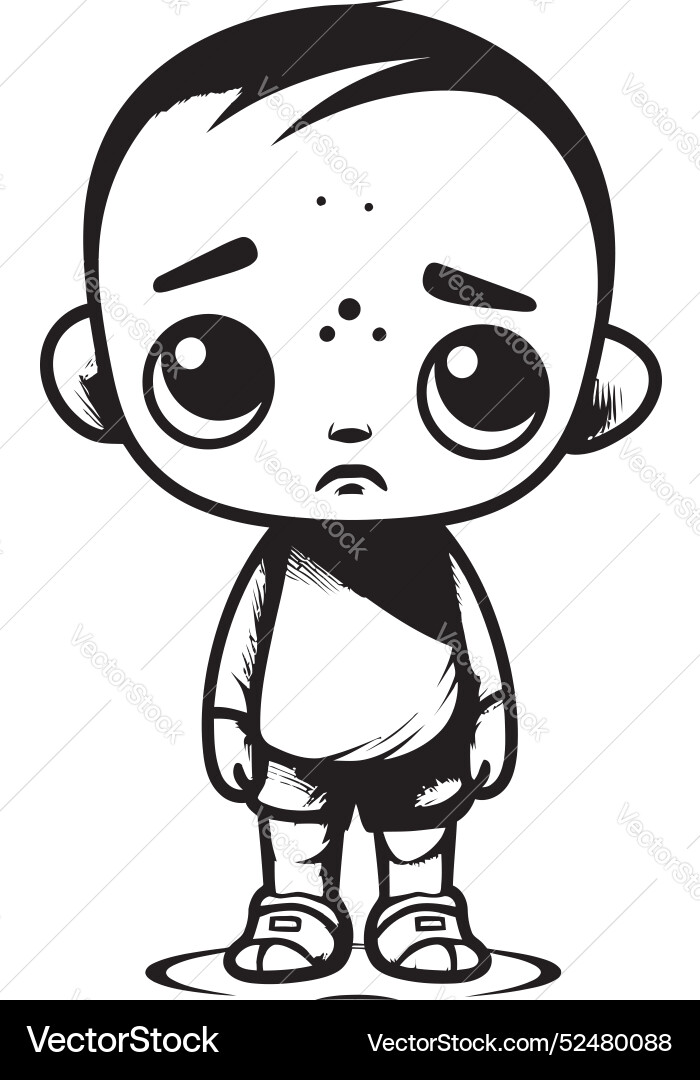 Pensive percy cartoon boy logo design Royalty Free Vector