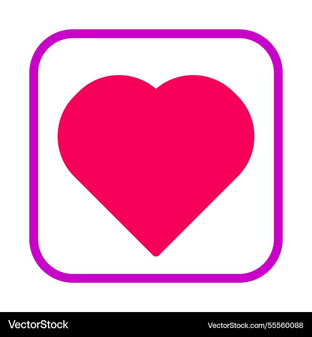 Pink heart symbol with rounded square border Vector Image
