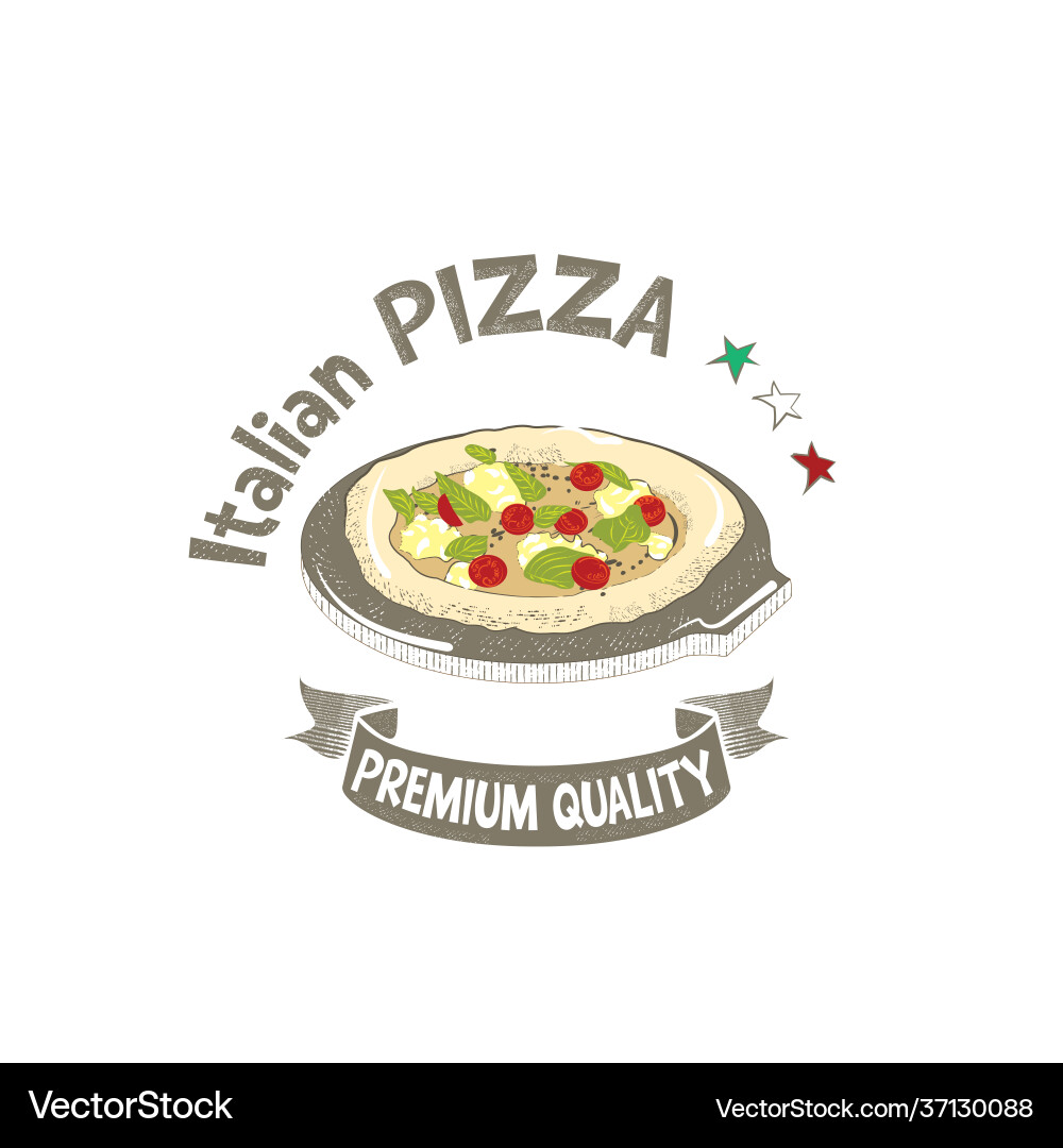 Pizza label in a retro style Royalty Free Vector Image