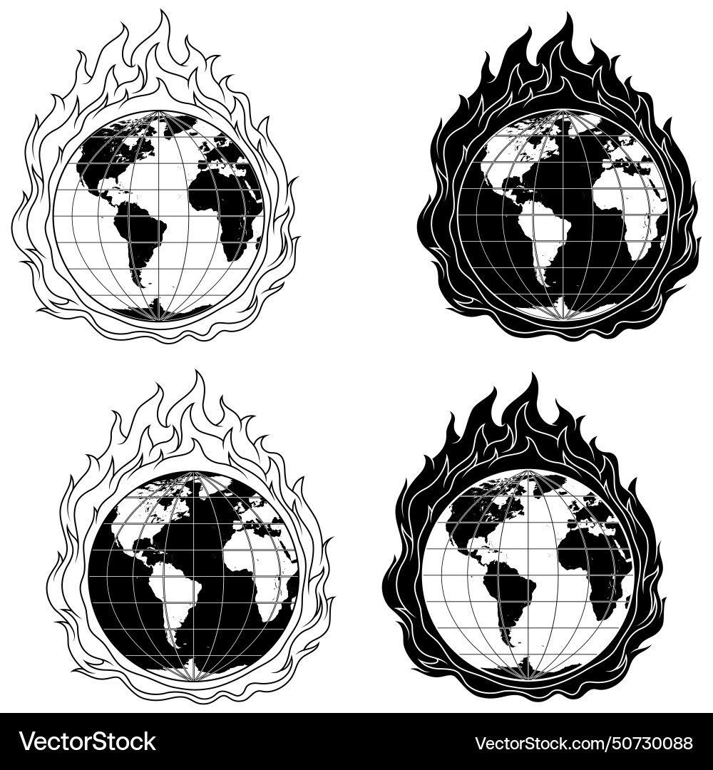 Planet earth engulfed in fire Royalty Free Vector Image