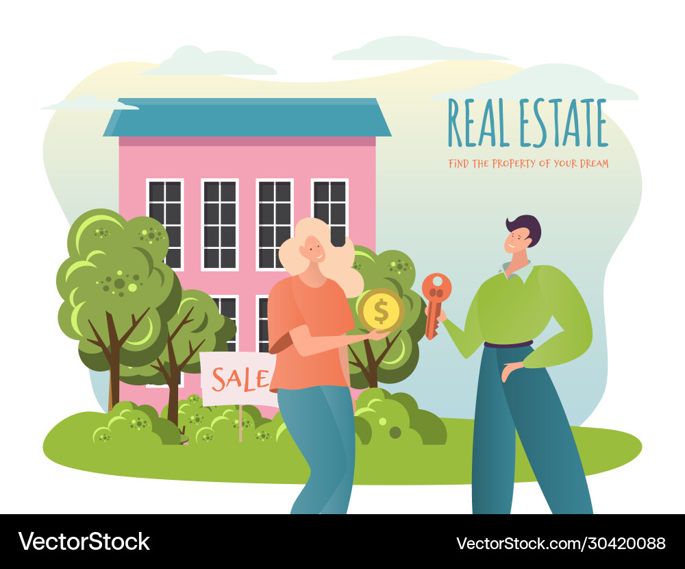Sale property flat cartoon Royalty Free Vector Image