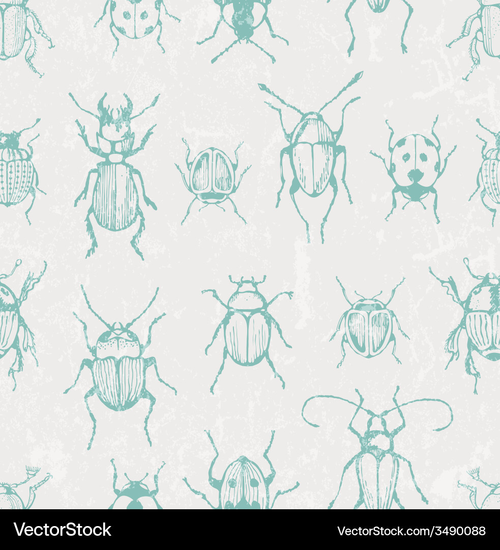 Seamless Entomological Pattern With Bugs Vector Image
