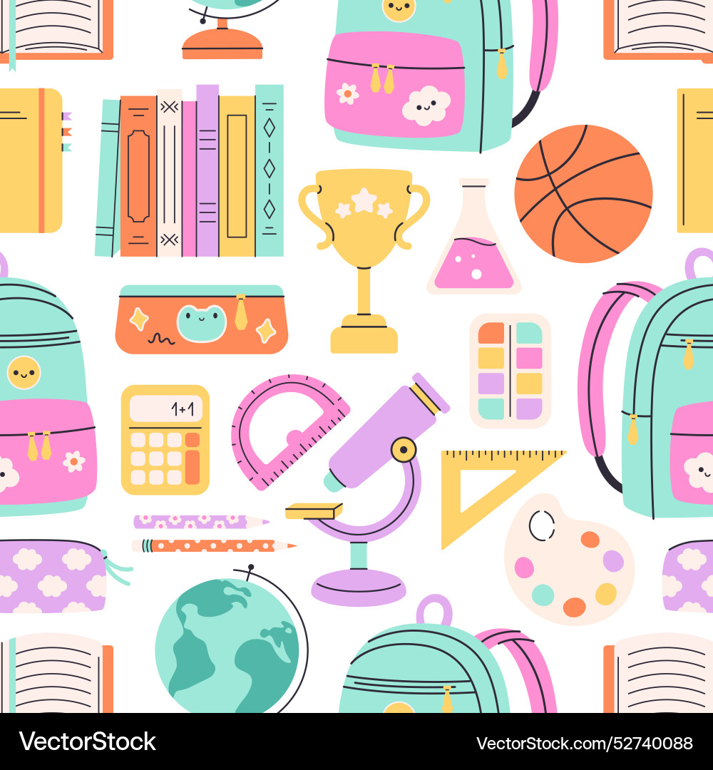 Seamless pattern with school supplies stationery Vector Image