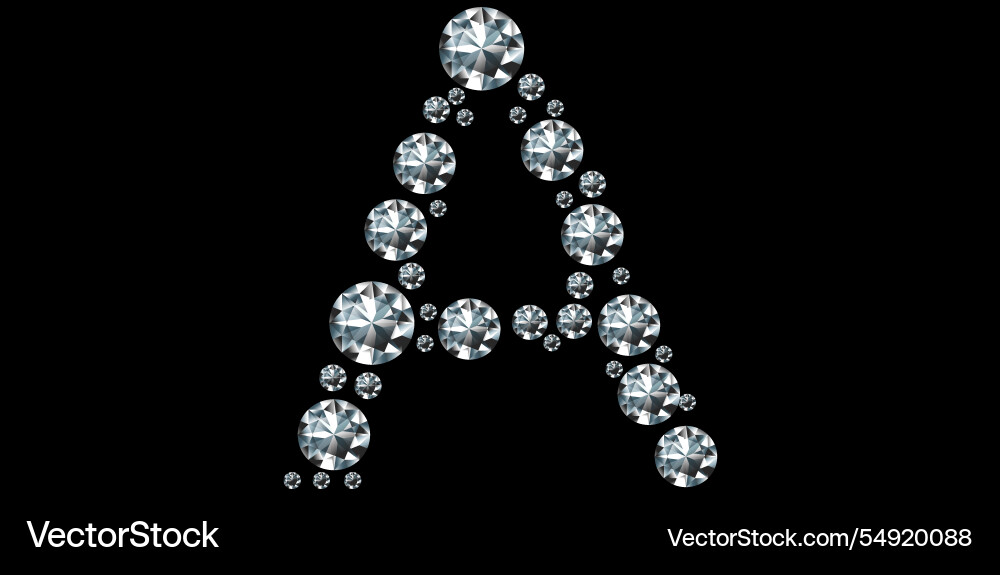 Silver rhinestone diamonds alphabet letter Vector Image