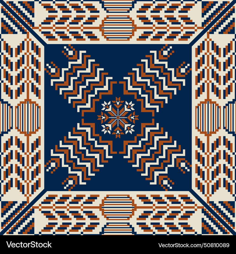 Colorful ethnic geometric embroidery pattern Vector Image