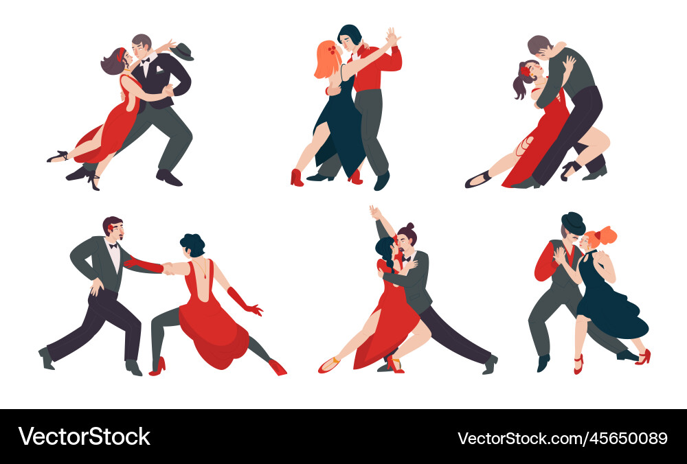 Dancing tango steps and poses collection Vector Image