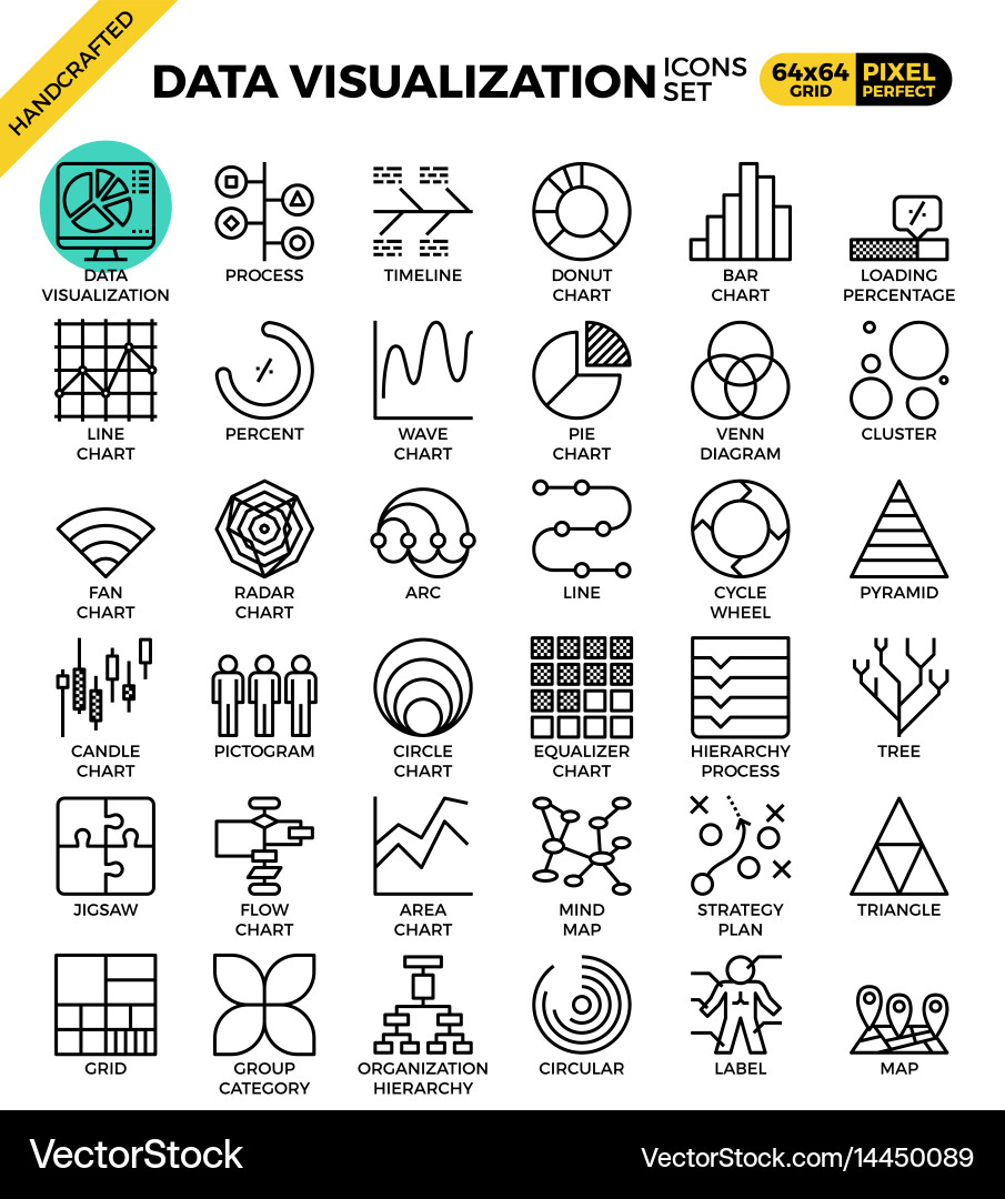 Data visualization icon set Royalty Free Vector Image