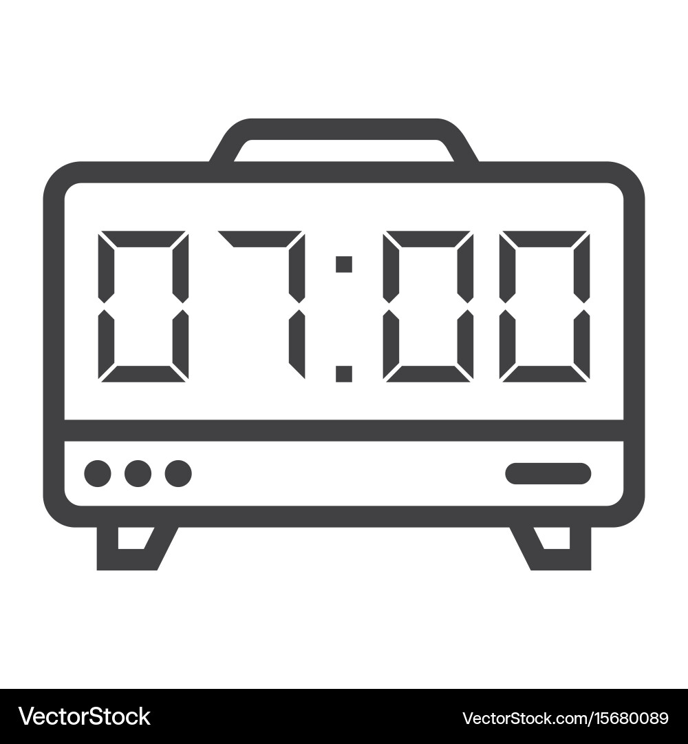 Digital Clock Icon - Line Art Royalty Free Vector Image