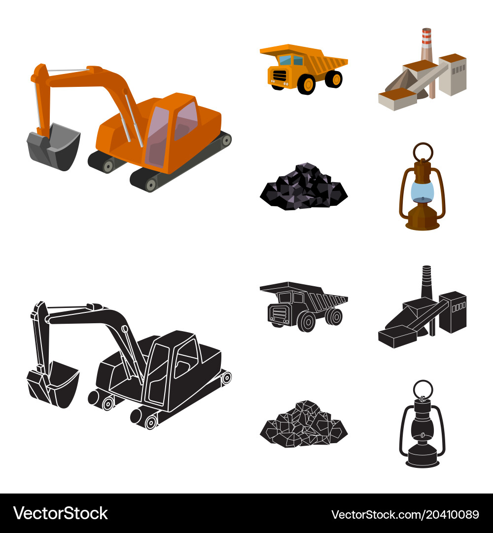Excavator dumper processing plant minerals Vector Image