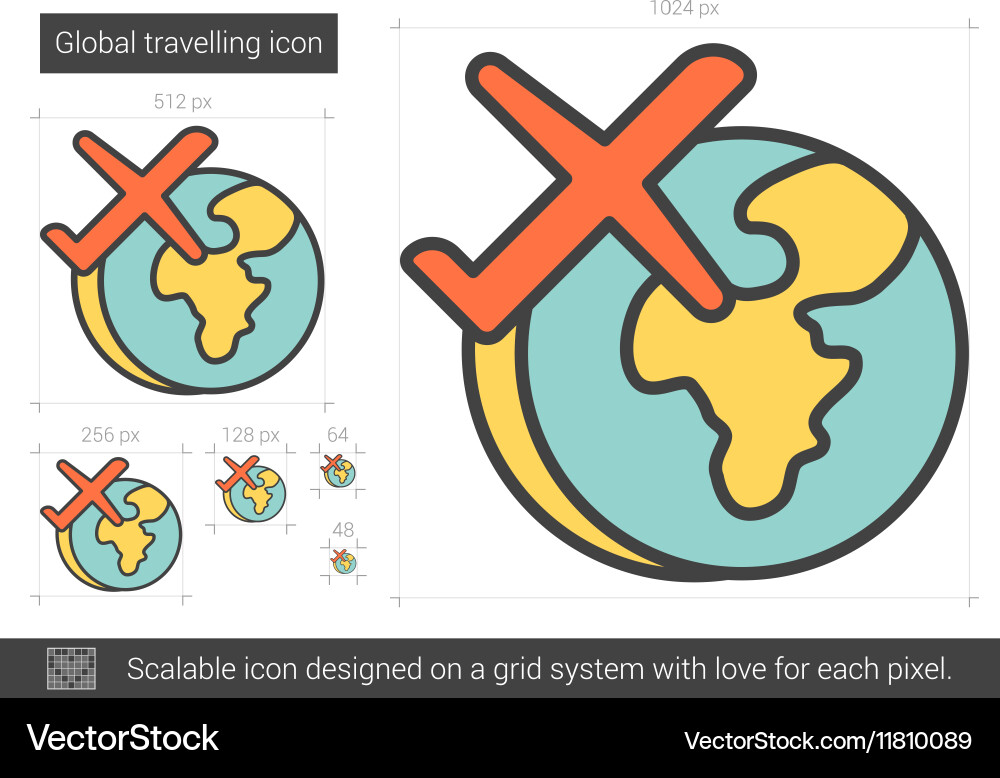 Global traveling line icon Royalty Free Vector Image