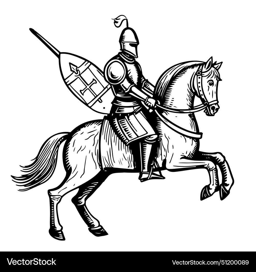 Knight on horseback Royalty Free Vector Image - VectorStock