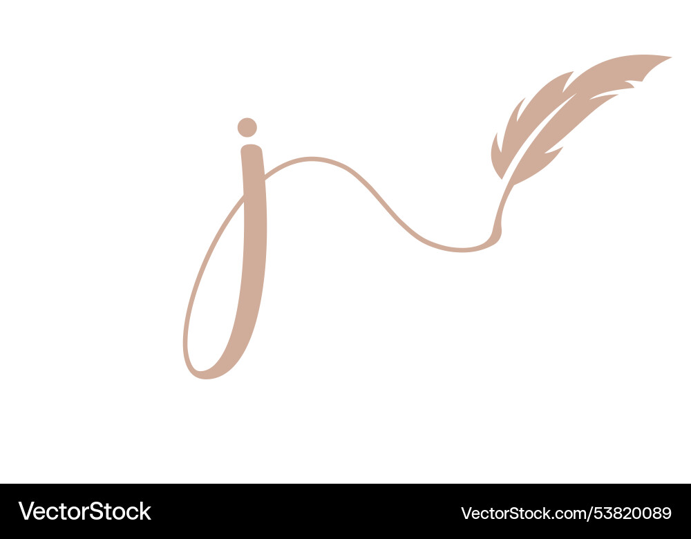 Letter j feather logo design template Royalty Free Vector
