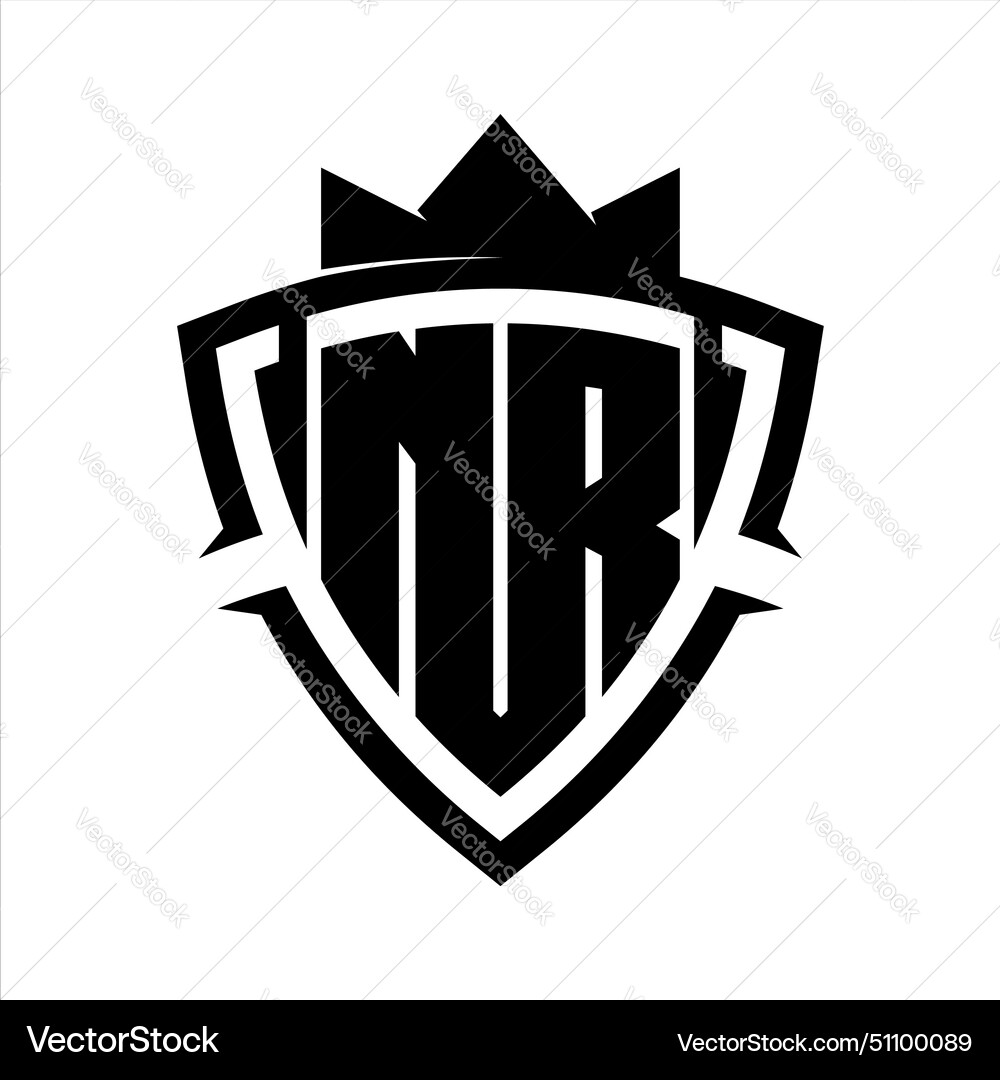 Nr letter bold monogram triangle curve shield Vector Image